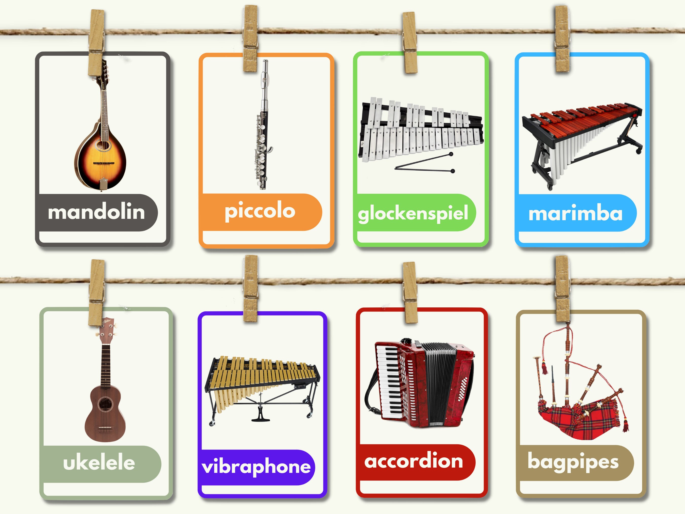 Musical Instruments Flashcards, 36 Music Flash Cards 5x7, Music ...