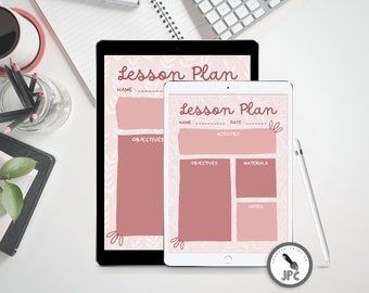 Teacher Lesson Plan Template Printable Planner Letter Sized PDF Modern ...