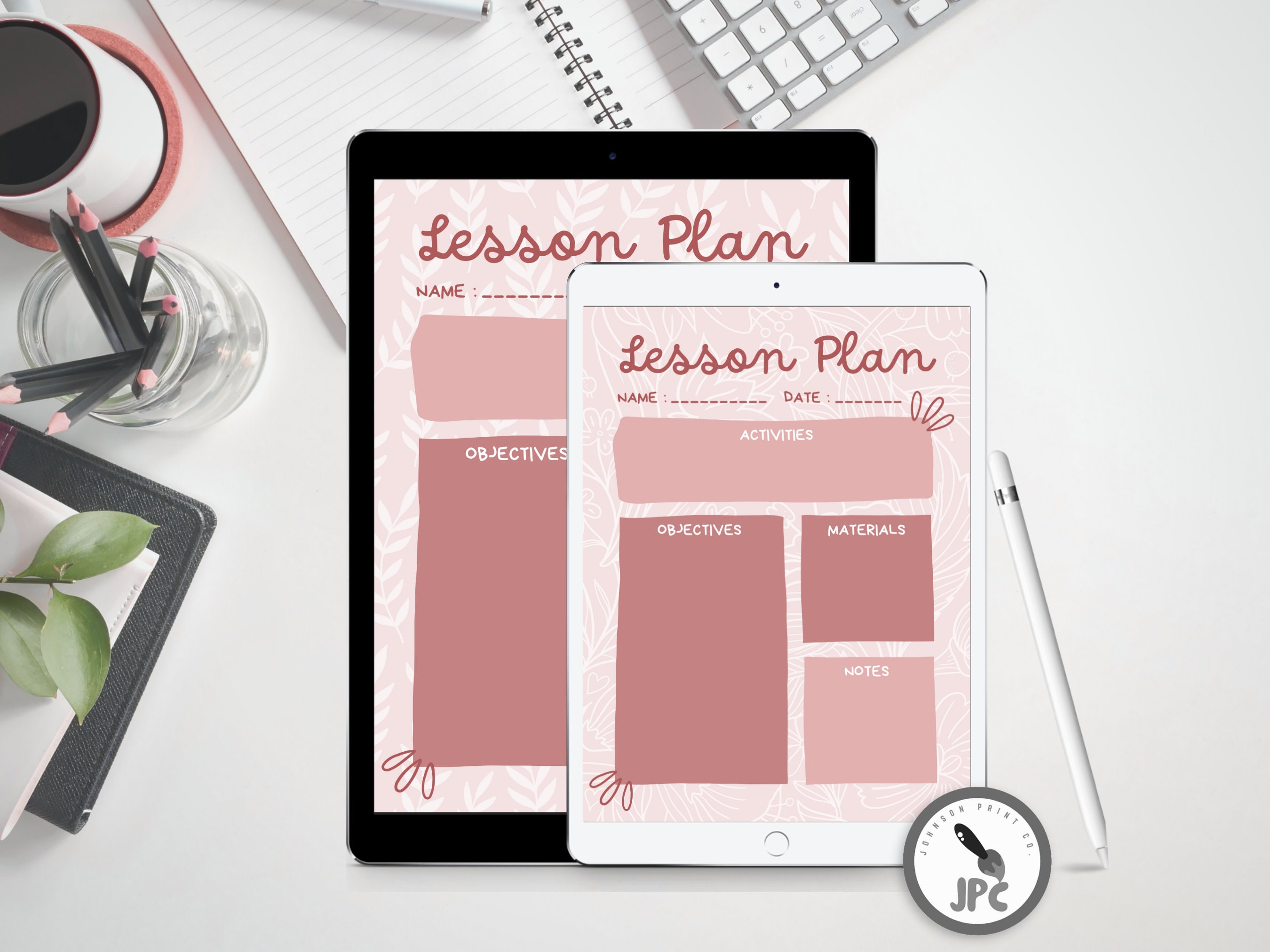 Teacher Lesson Plan Template Printable Planner Letter Sized PDF Modern ...