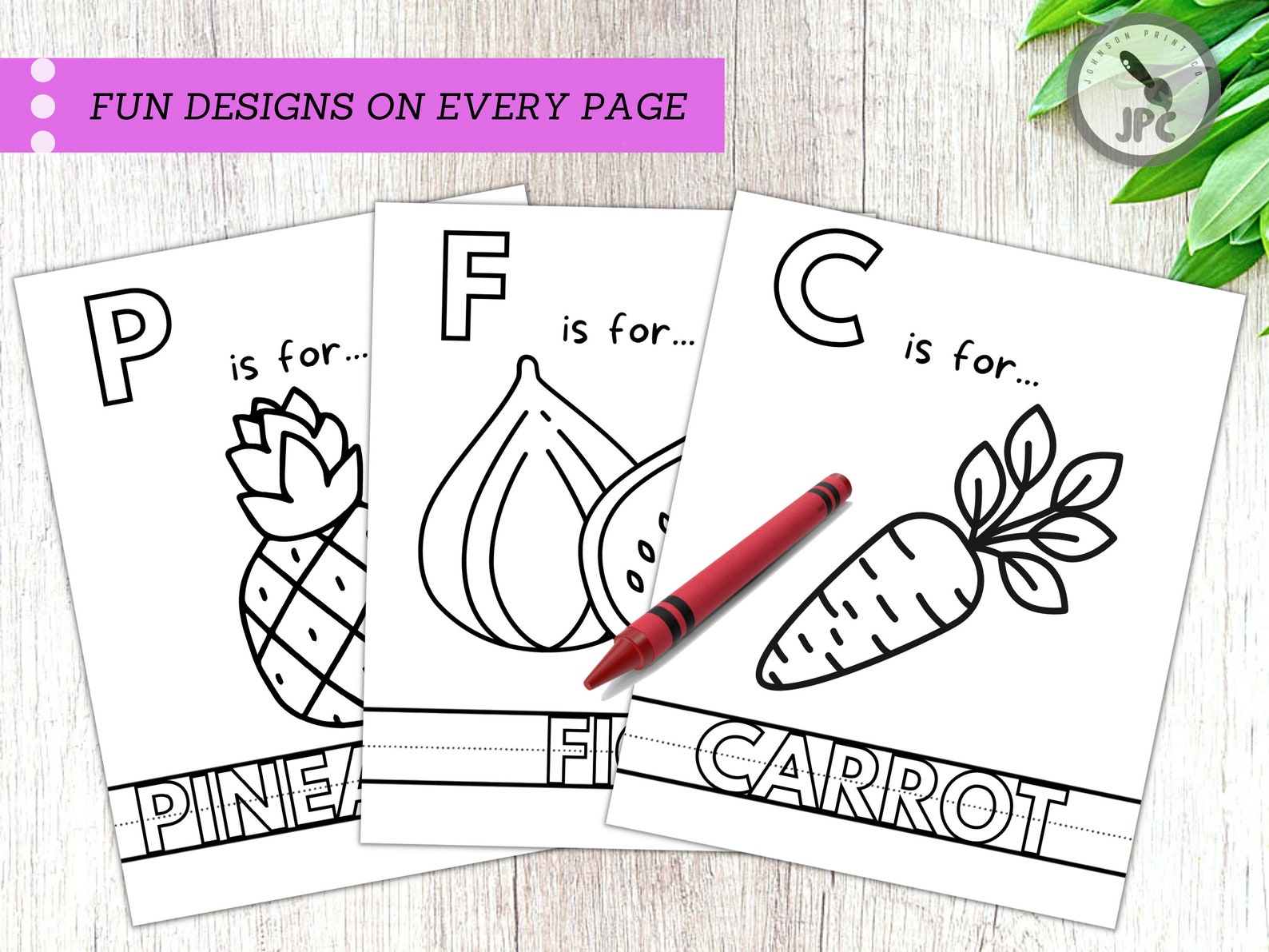 Fruits & Vegetables ABC Coloring Book | Printable Alphabet Coloring ...