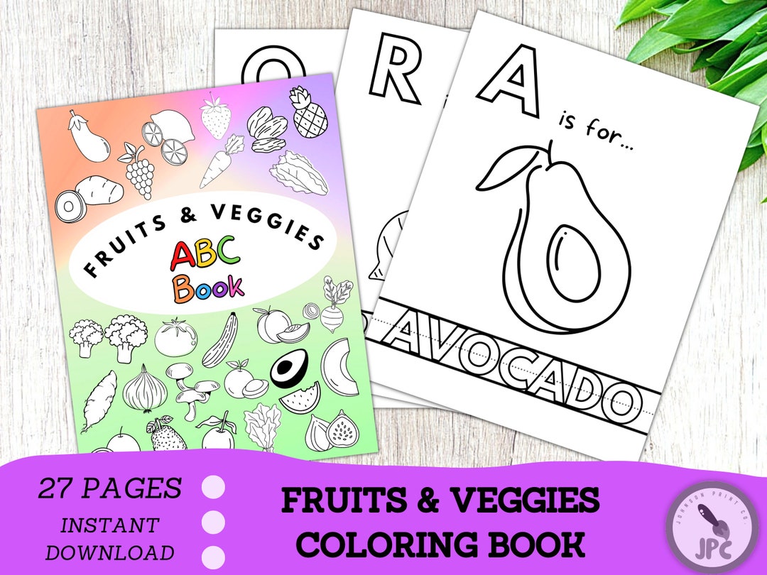 Fruits & Vegetables ABC Coloring Book | Printable Alphabet Coloring ...