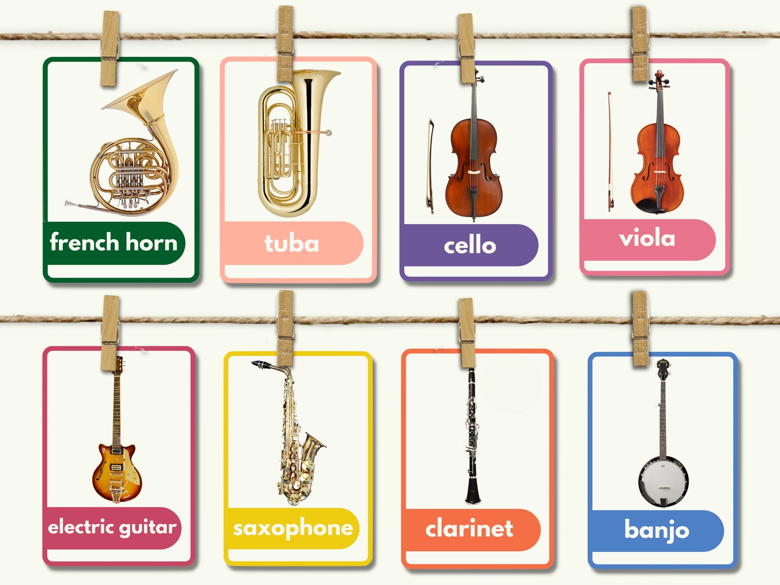 Musical Instruments Flashcards, 36 Music Flash Cards 5x7, Music ...