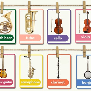 Musical Instruments Flashcards, 36 Music Flash Cards 5x7, Music ...