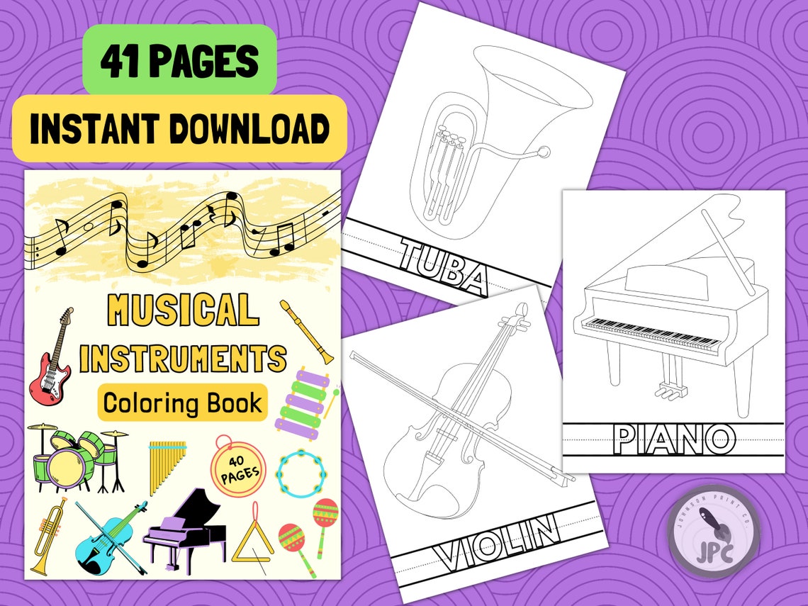 Musical Instruments Coloring Book | Coloring Pages | Music Education ...