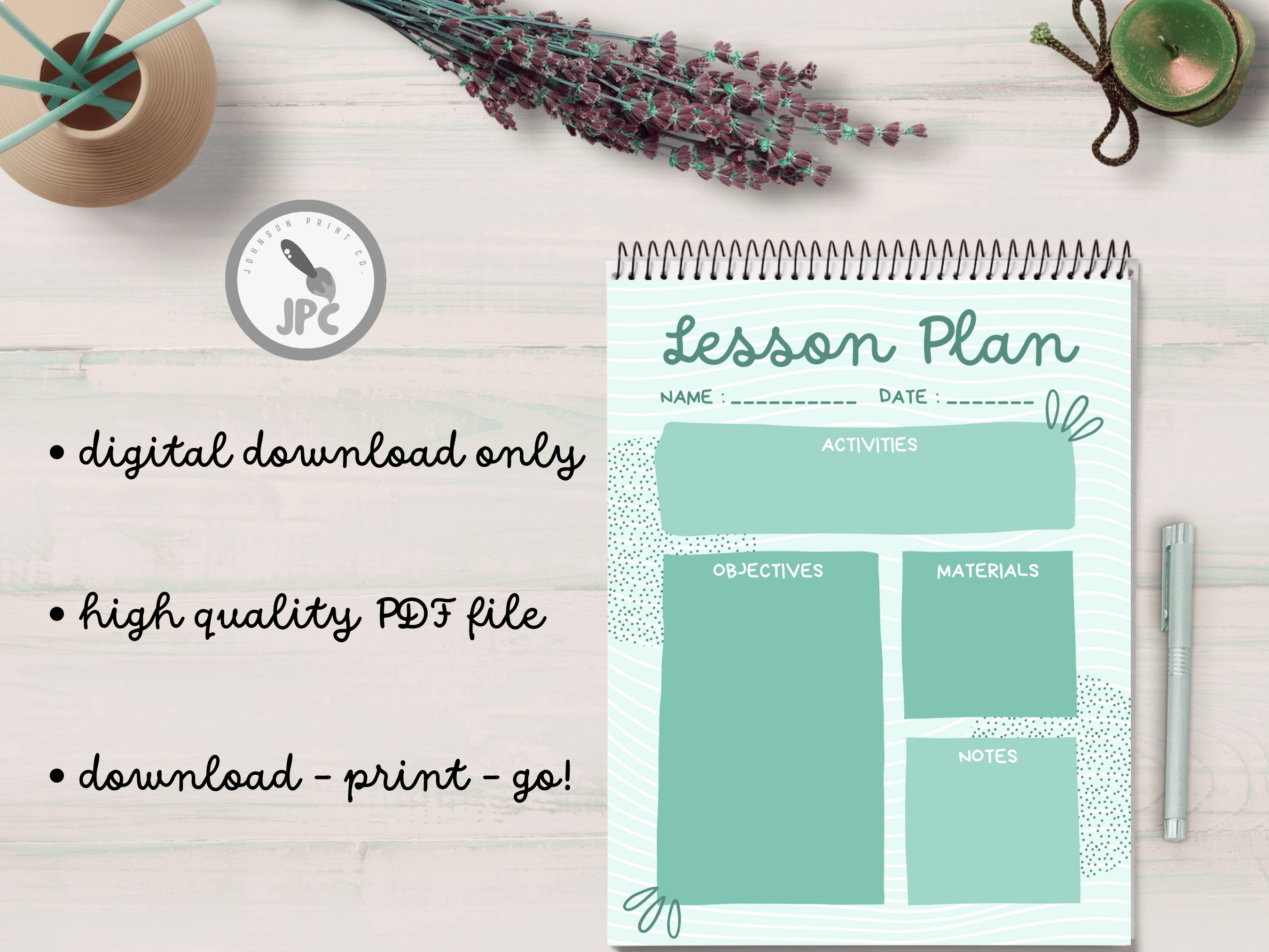 Teacher Lesson Plan Template | Printable Planner | Letter Sized PDF ...