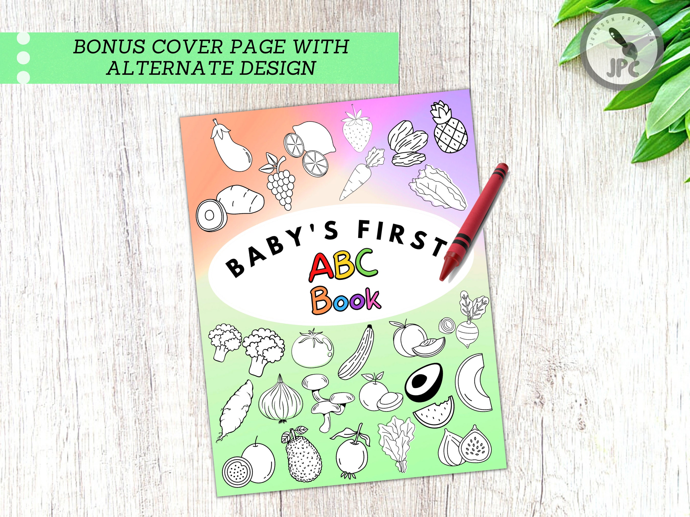 Baby's First ABC Book | Baby Shower Game | Fruits & Vegetables Coloring ...
