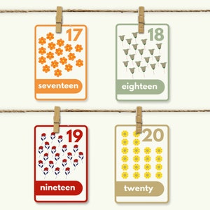 Number Flashcards 1-20, Flower Numbers Flashcards, Kindergarten ...