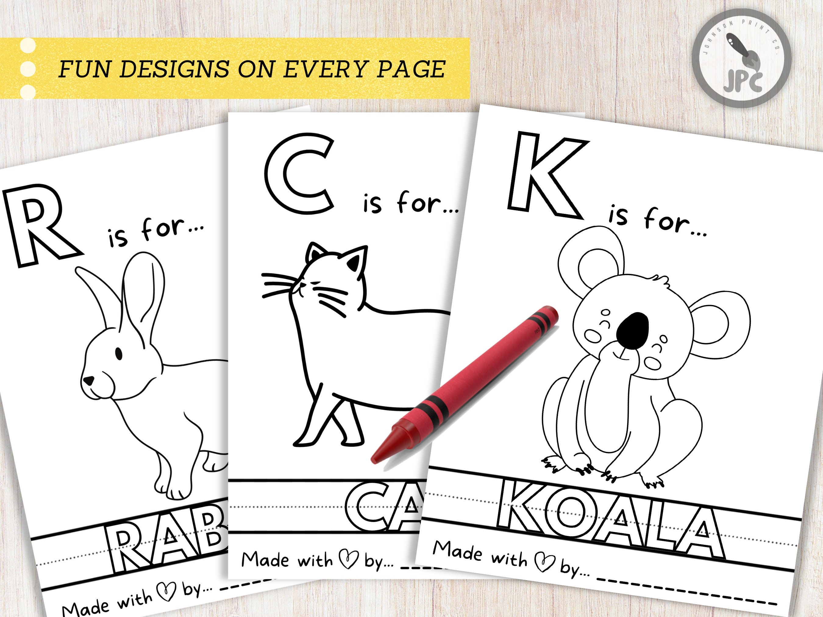 Baby's First ABC Book Baby Shower Game Animal Coloring Book Printable ...