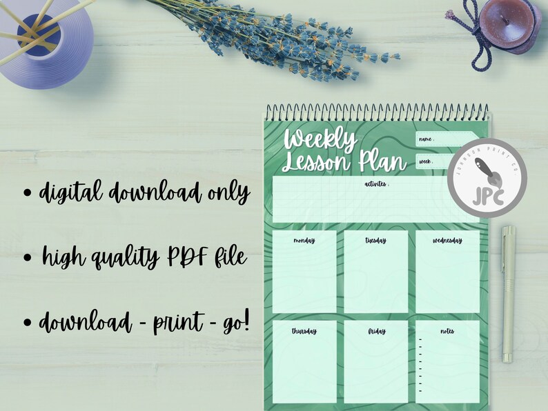 Weekly Lesson Plan Printable Calendar Letter Sized PDF - Etsy