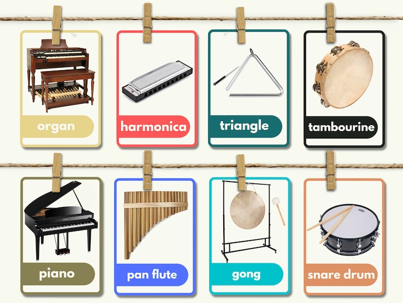 Musical Instruments Flashcards, 36 Music Flash Cards 5x7, Music ...