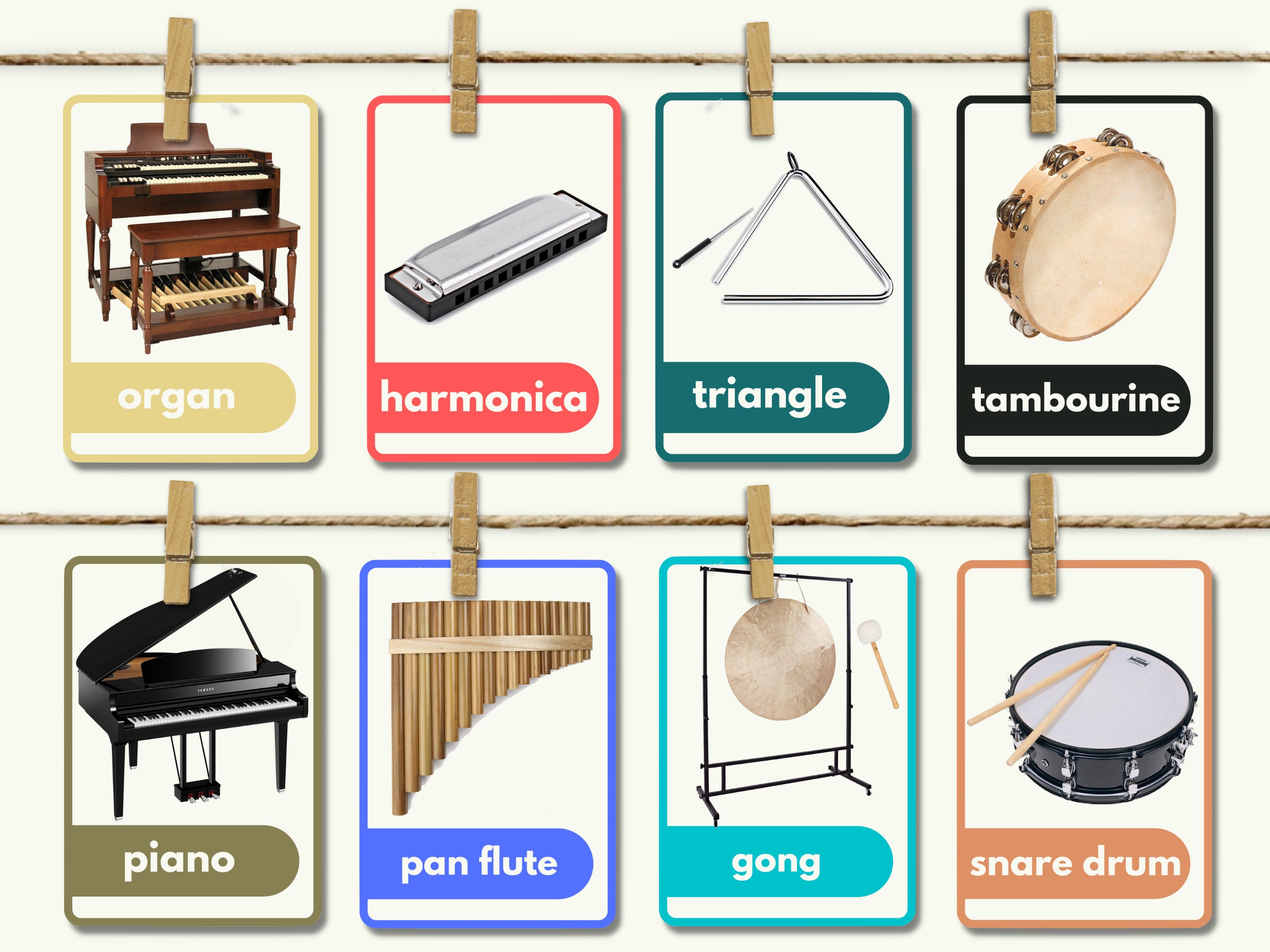 Musical Instruments Flashcards 34 Music Flash Cards 5x7 - Etsy