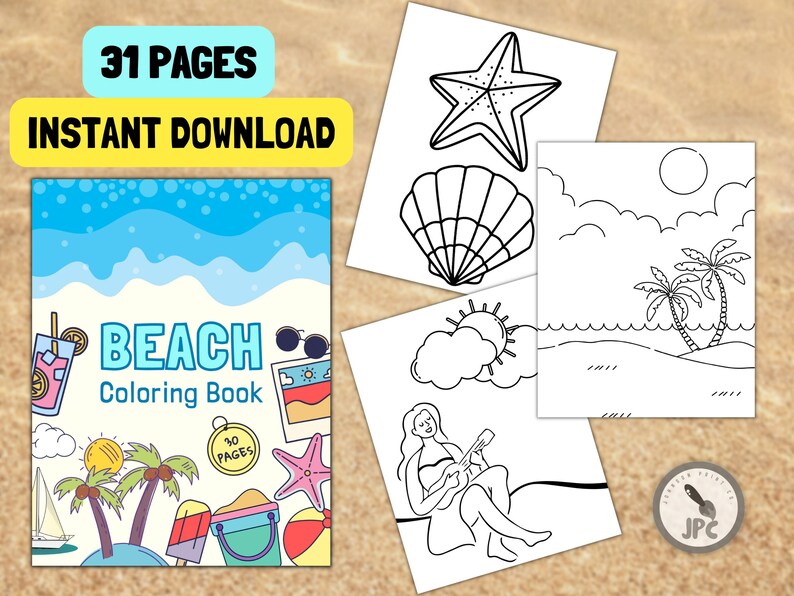 Beach Coloring Book | Printable Fun Summer Coloring Pages for Kids ...
