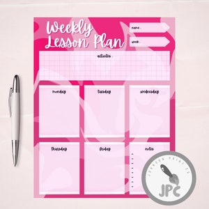 Weekly Lesson Plan Printable Calendar Bundle 4 Pack Letter Sized Pdfs ...