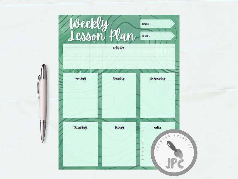 Weekly Lesson Plan Printable Calendar Bundle 4 Pack Letter Sized Pdfs ...