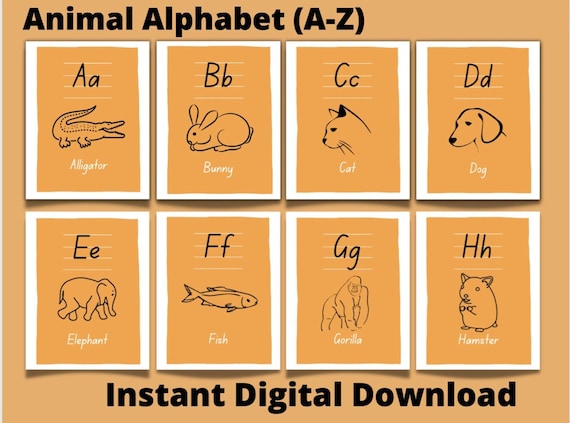 Animal Alphabet Instant Digital Download Each Letter Comes | Etsy