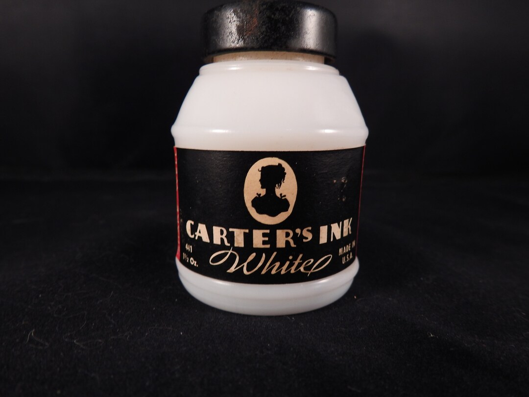 Vintage Carter's Ink Milk Glass Bottle White With Lid and - Etsy