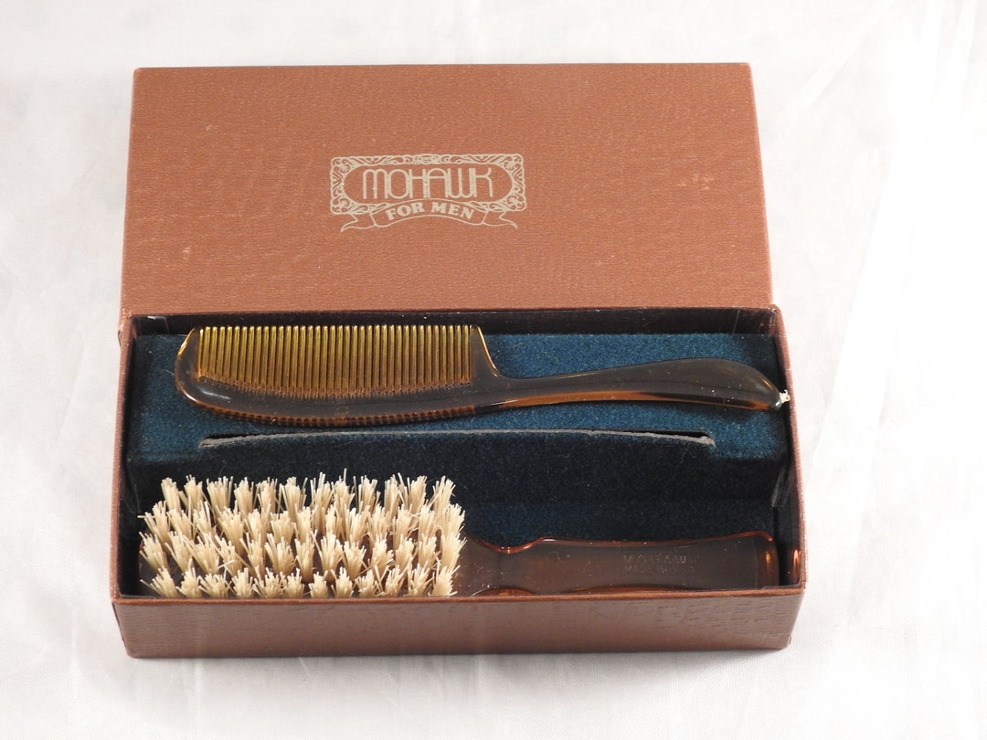 Vintage Mustache Comb and Boar Bristle Brush Set, by Mohawk for Men ...