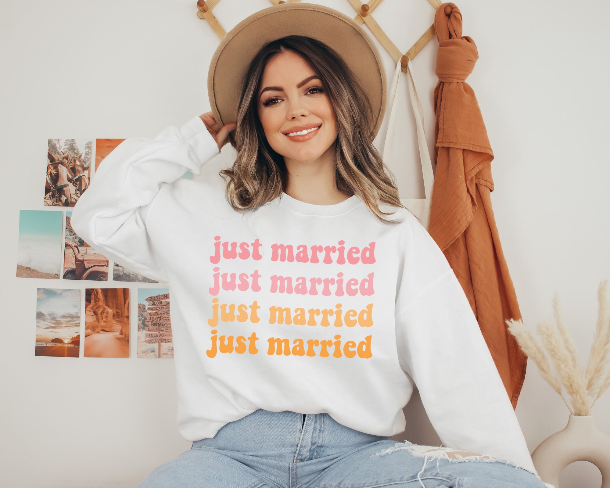Just Married Sweatshirt, Cute Wedding Gift for New Bride, Honeymoon ...