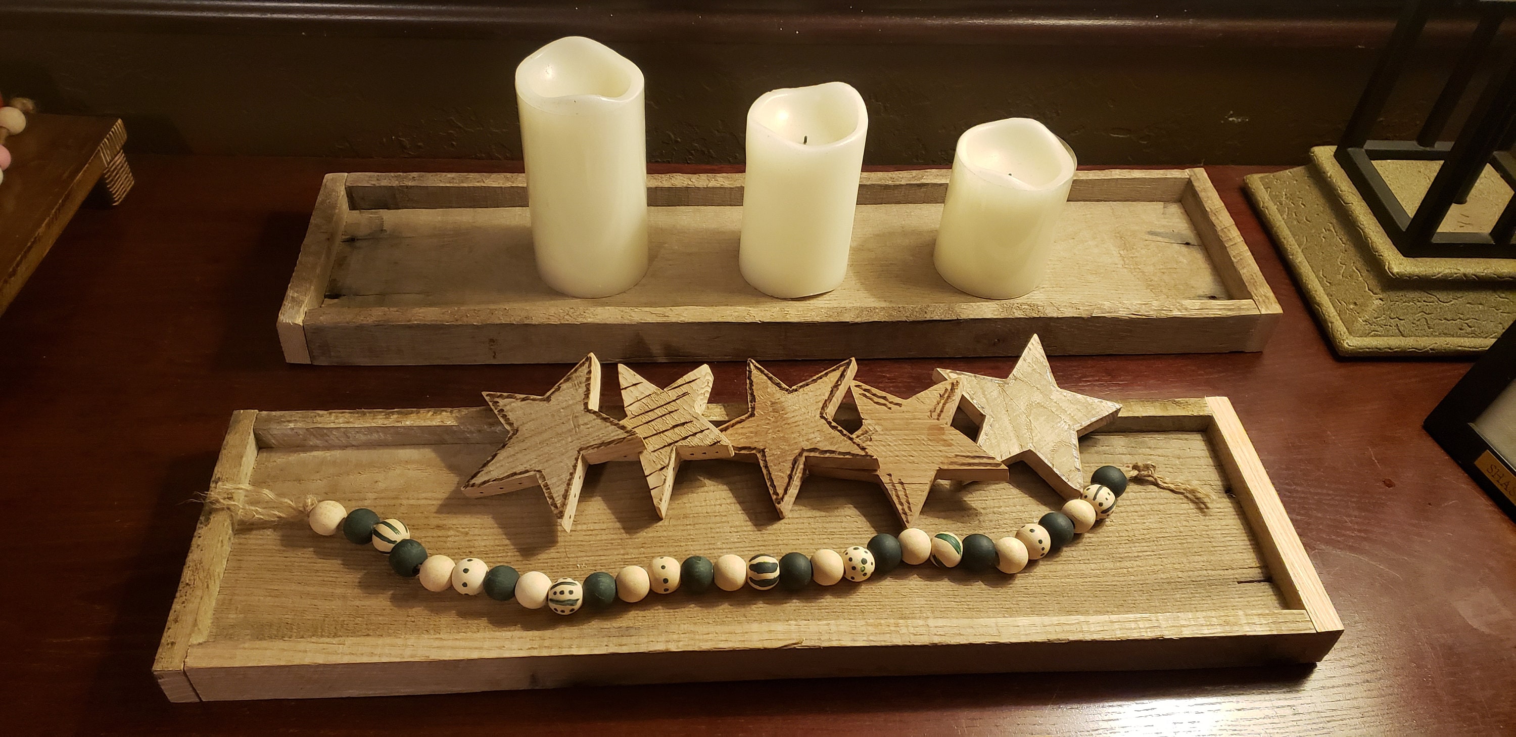 Long Rustic Tray, Solid Oak Tray, Reclaimed Pallet Wood Tray, Hand Made ...