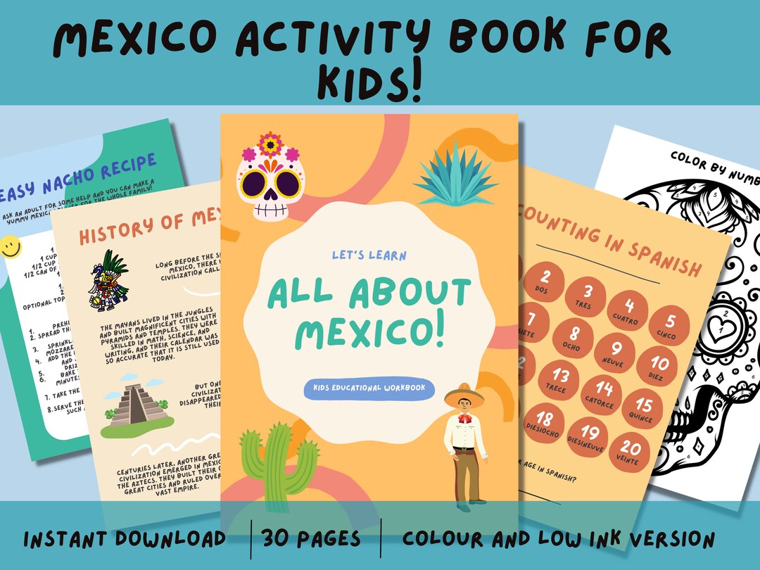 Mexico Activity Book for Children- Downloadable PDF - Etsy