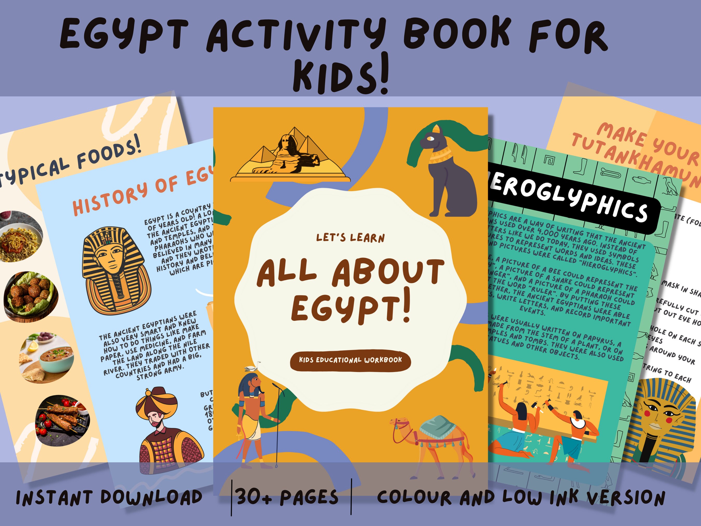 Egypt Activity Book for Children- Downloadable PDF- Printable Work Book ...