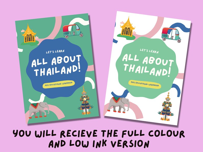 Thailand Activity Book for Kids- Downloadable PDF- Workbook for ...