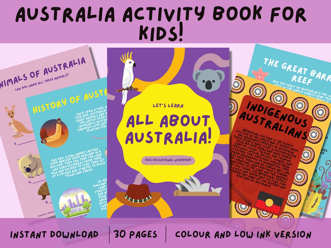 Australia Activity Book for Children- Downloadable PDF - Etsy