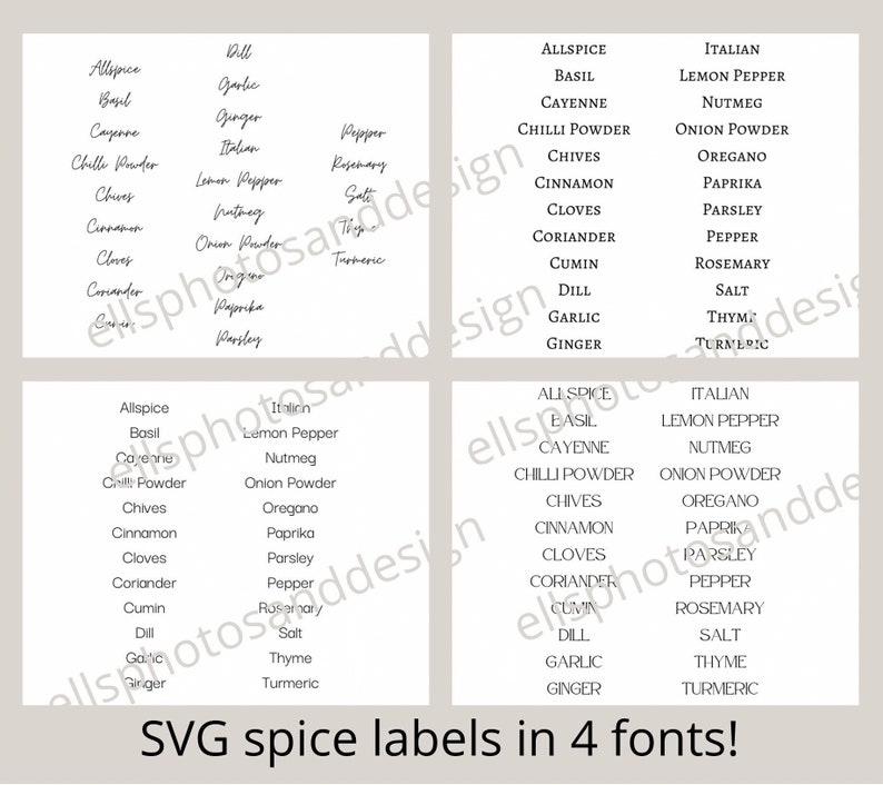 Spice Labels SVG Files | Cricut DIY Kitchen Craft Various Font Label ...
