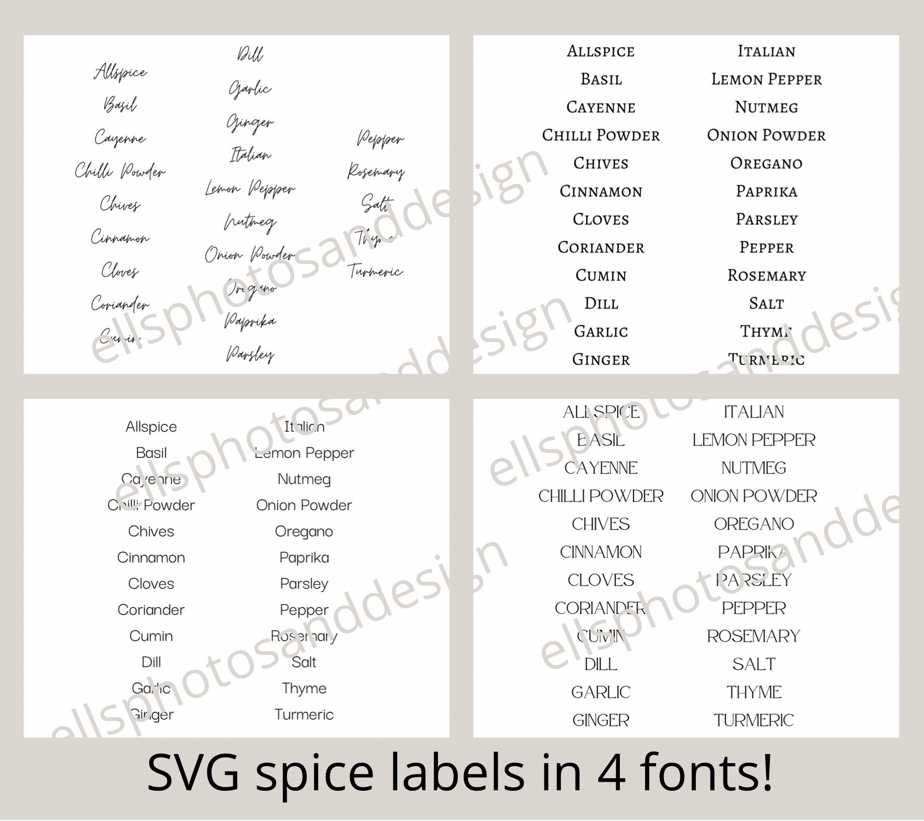 Spice Labels SVG Files Cricut DIY Kitchen Craft - Etsy