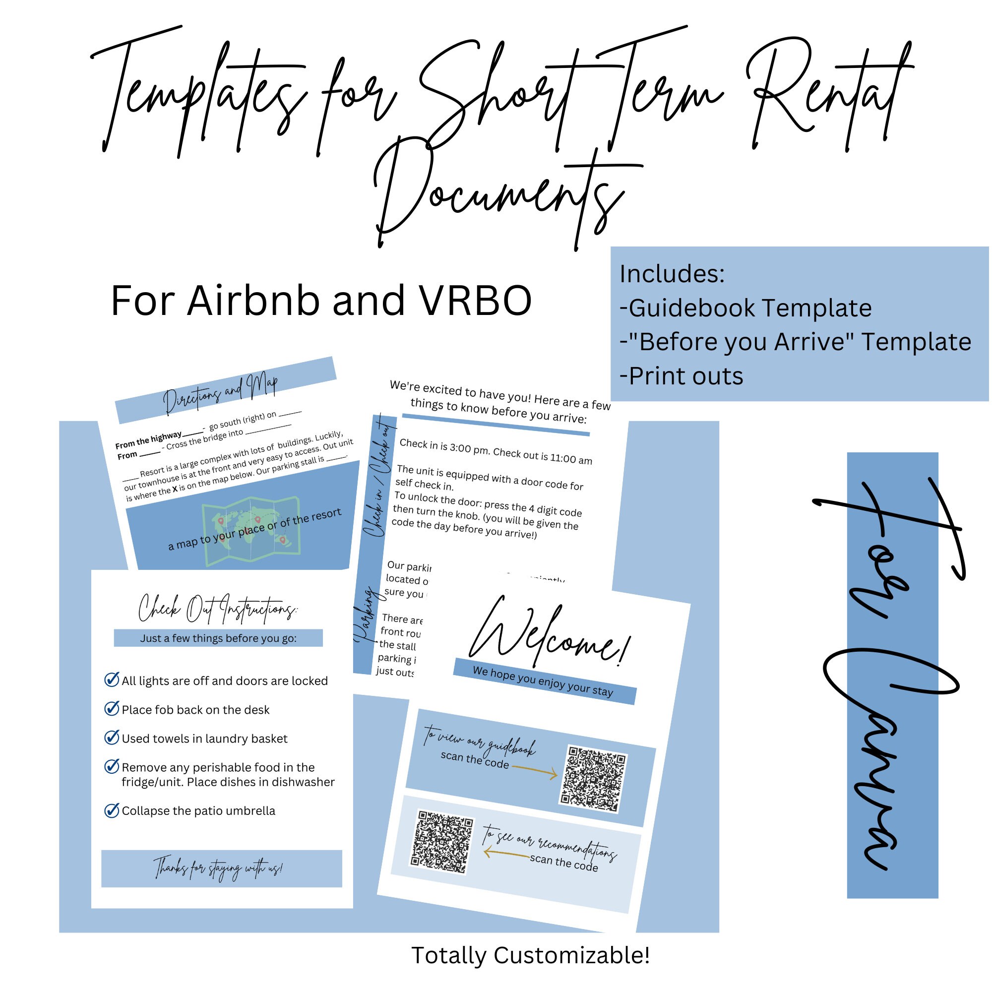 Simple Blue Box Theme Templates for Airbnb Guidebook and Printouts ...
