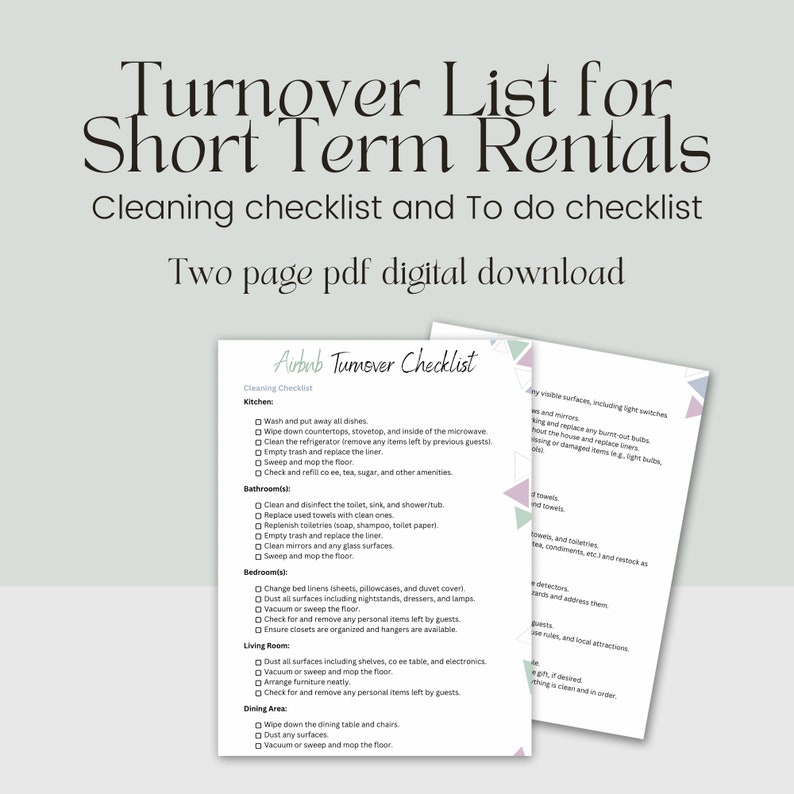 Short Term Rental Turnover Checklist for Airbnb Rental Properties ...