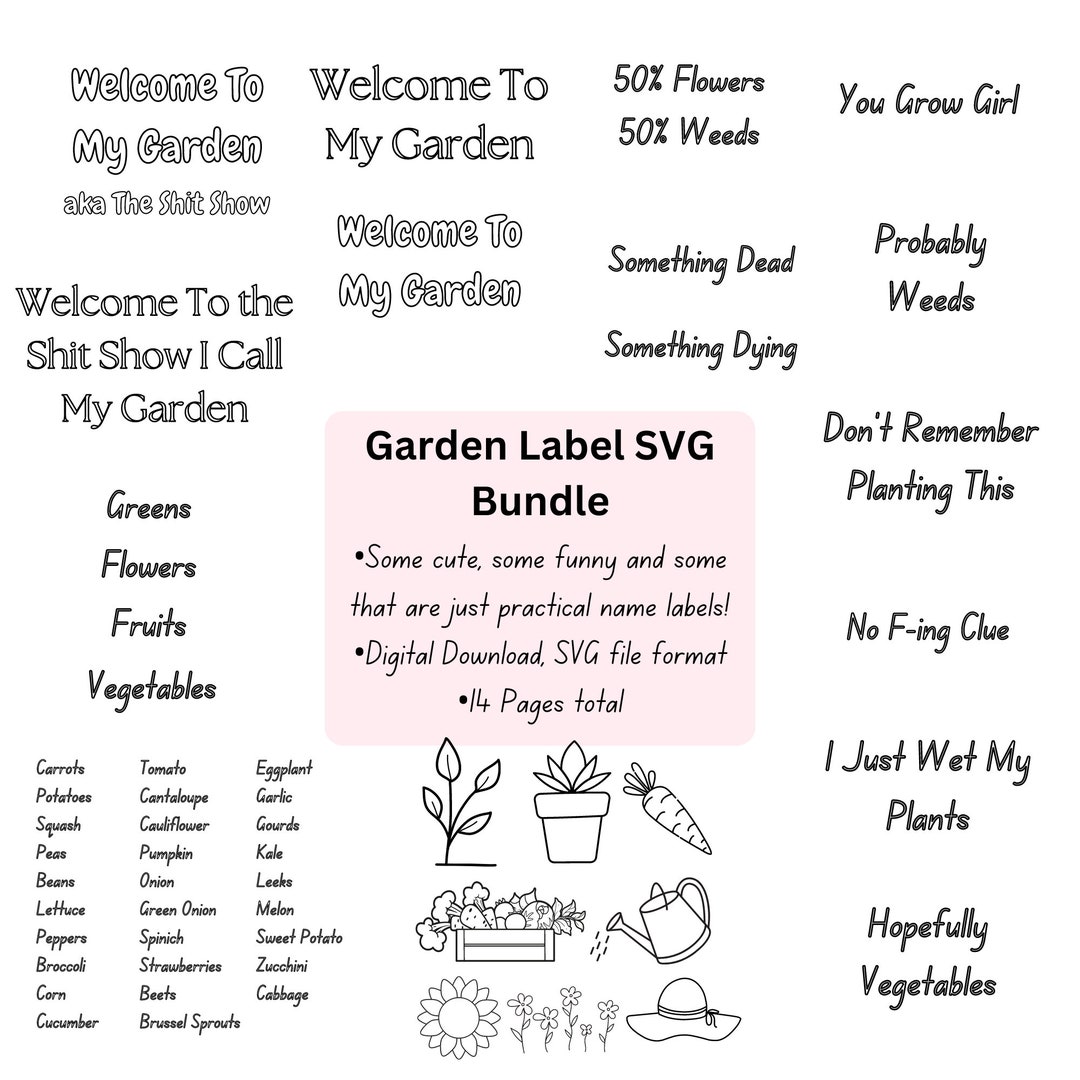Garden Label SVG Bundle Plant Labels for Vegetable Garden Funny Plant ...