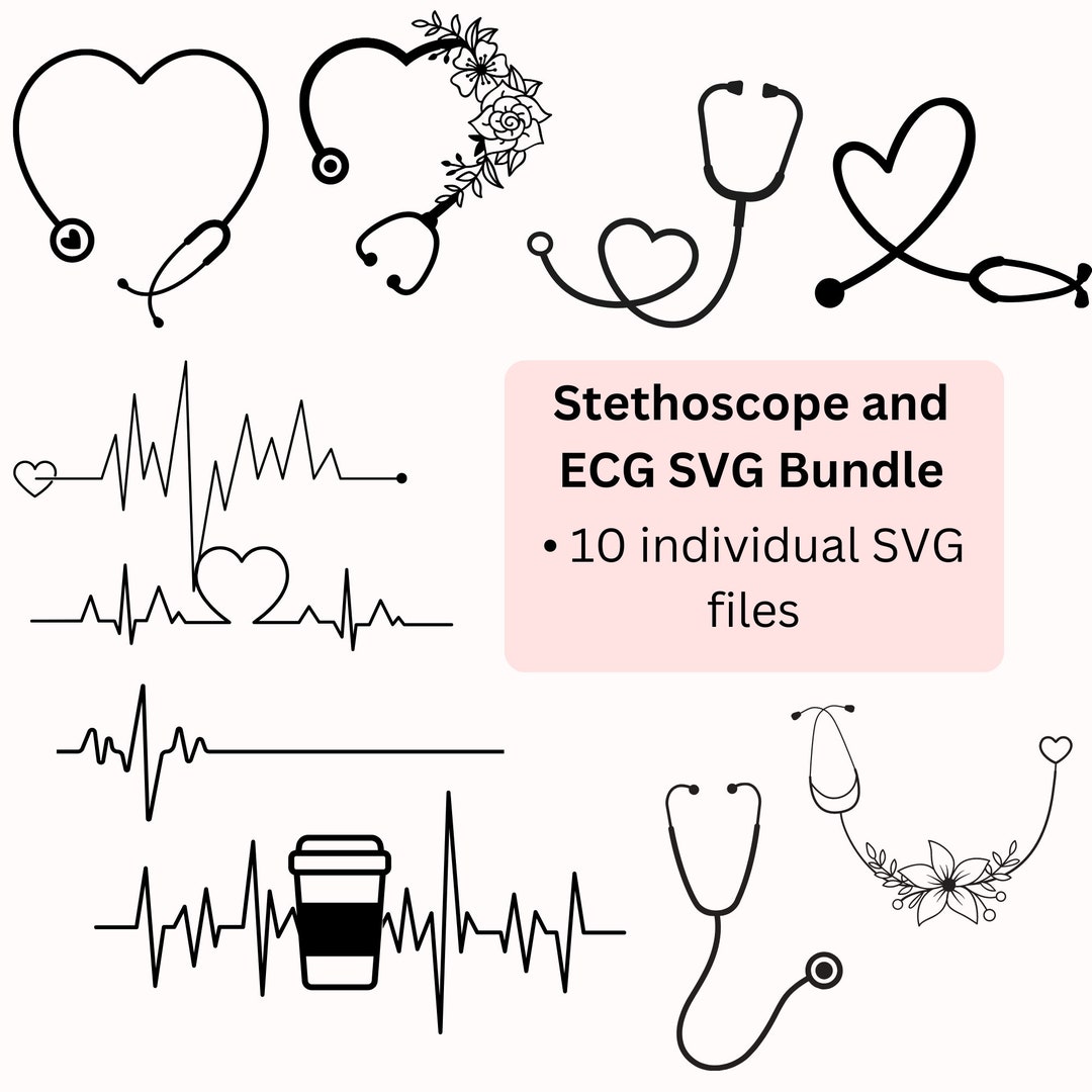 Stethescope and Ecg Cardiac SVG Bundle | Stethescope SVG | Nurse ...