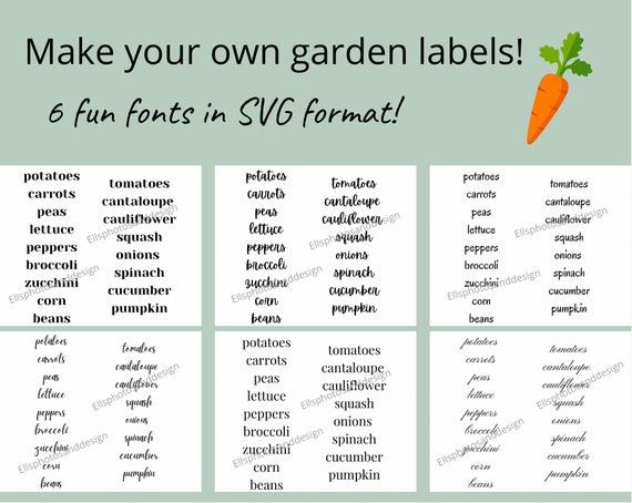 SVG Files for Vegetable Garden Plant Labels Fun Fonts for - Etsy