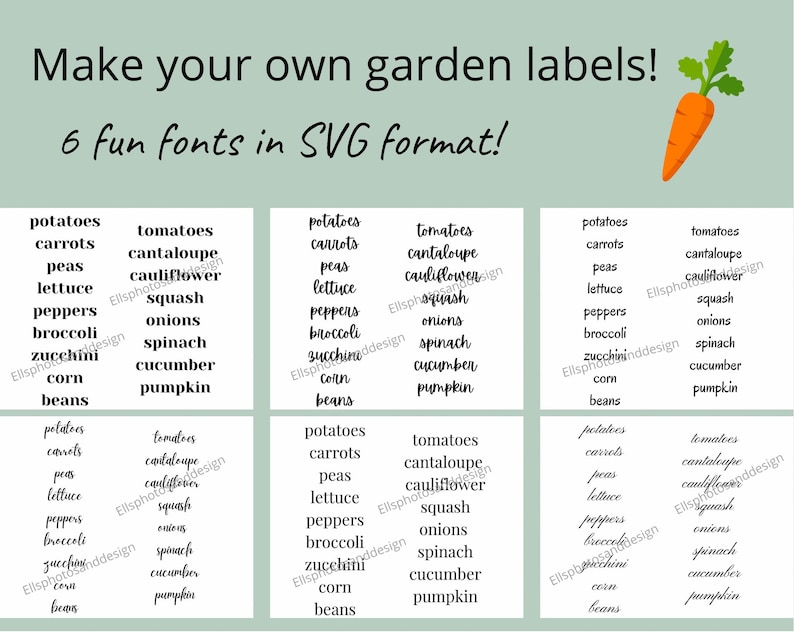 SVG Files for Vegetable Garden Plant Labels | Fun Fonts for Cricut ...