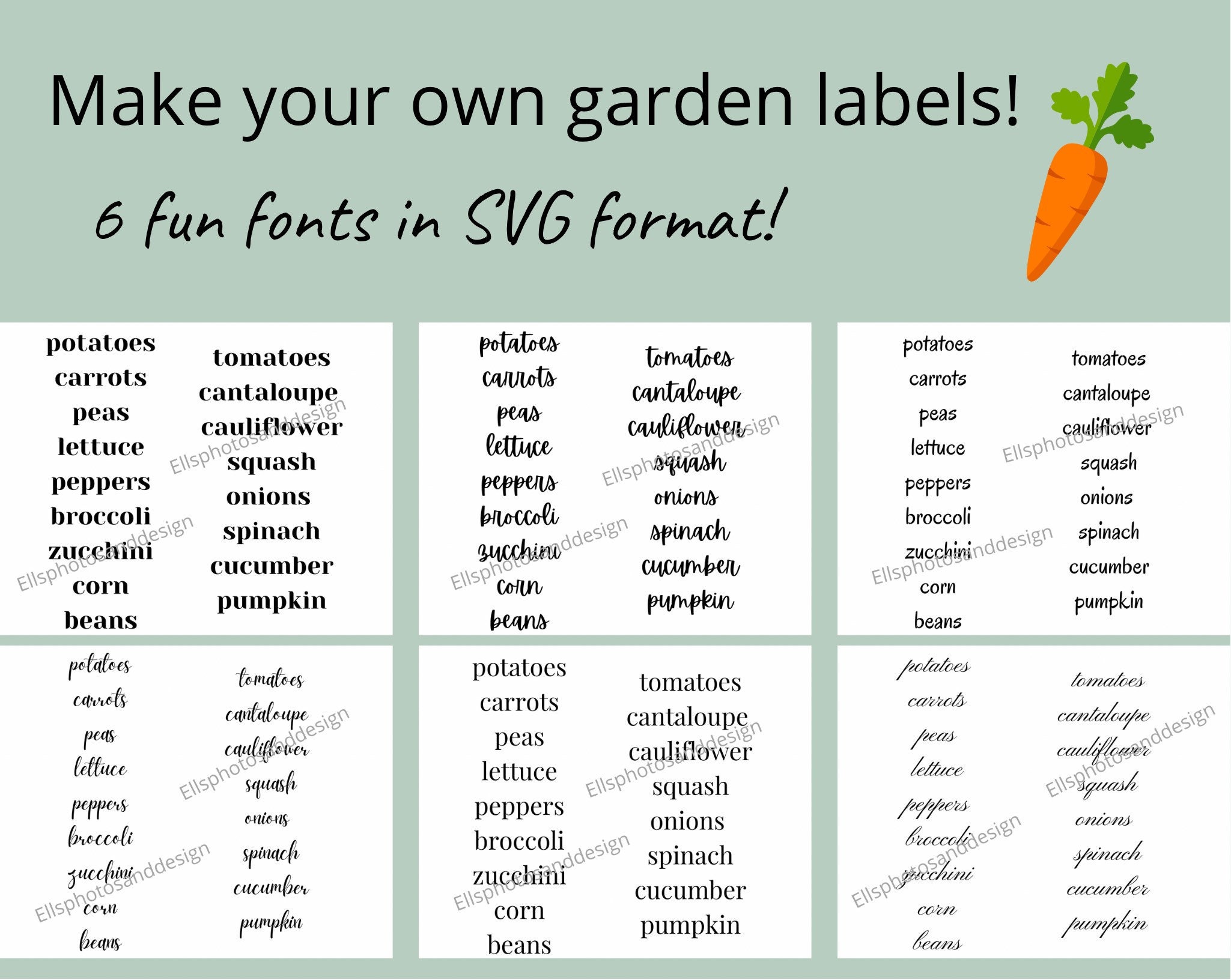 SVG Files for Vegetable Garden Plant Labels | Fun Fonts for Cricut ...