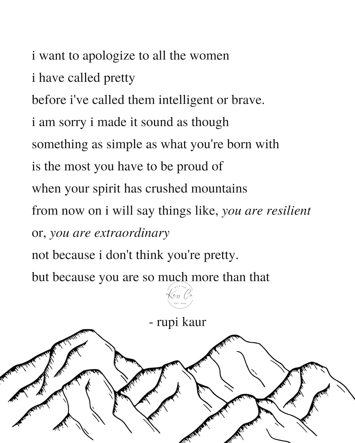 16x20 Rupi Kaur Poem I Want to Apologize Poetry Wall Art | Etsy