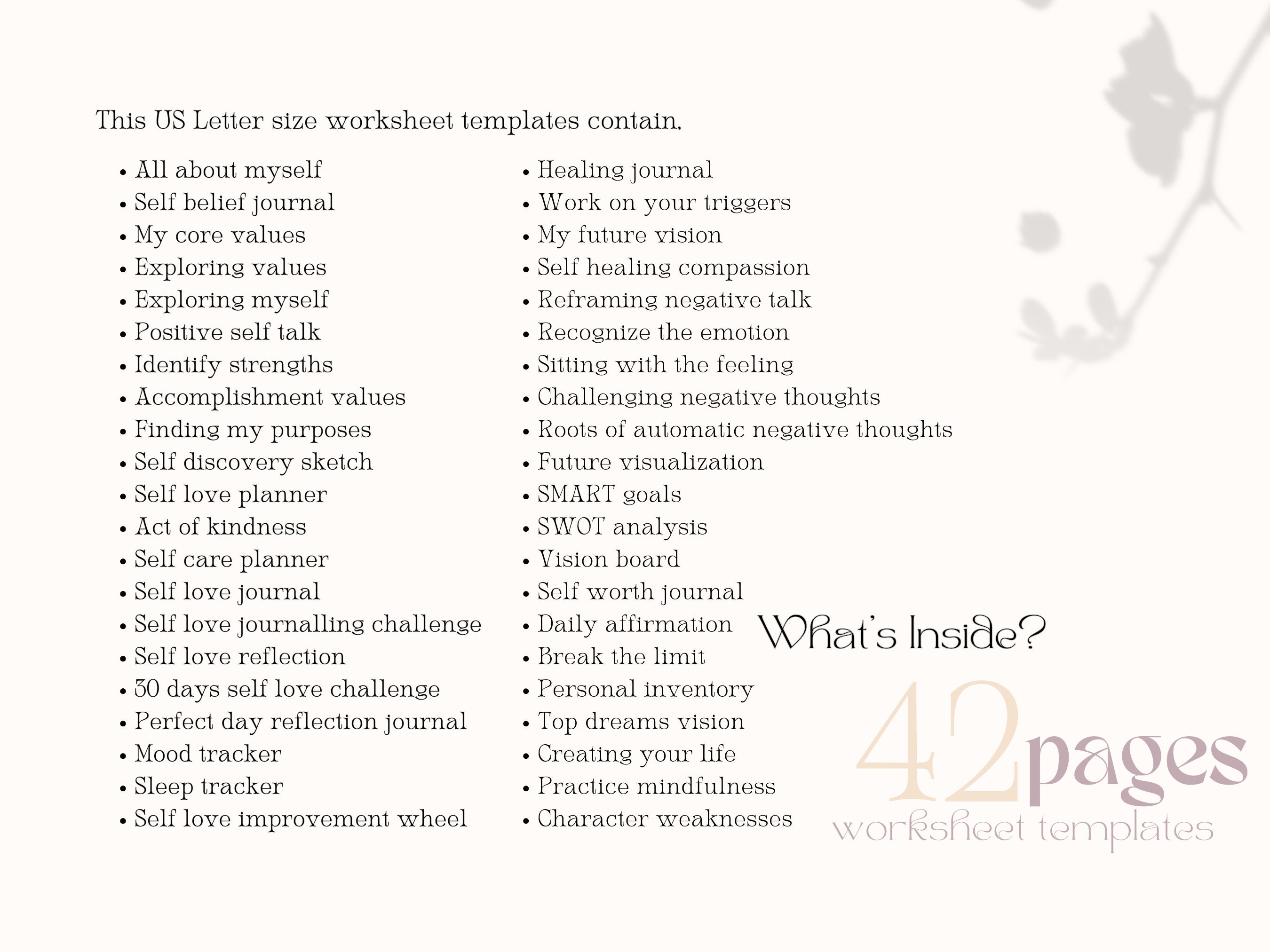 Self Esteem Worksheets, Self Love Worksheet, Confidence Workbook ...