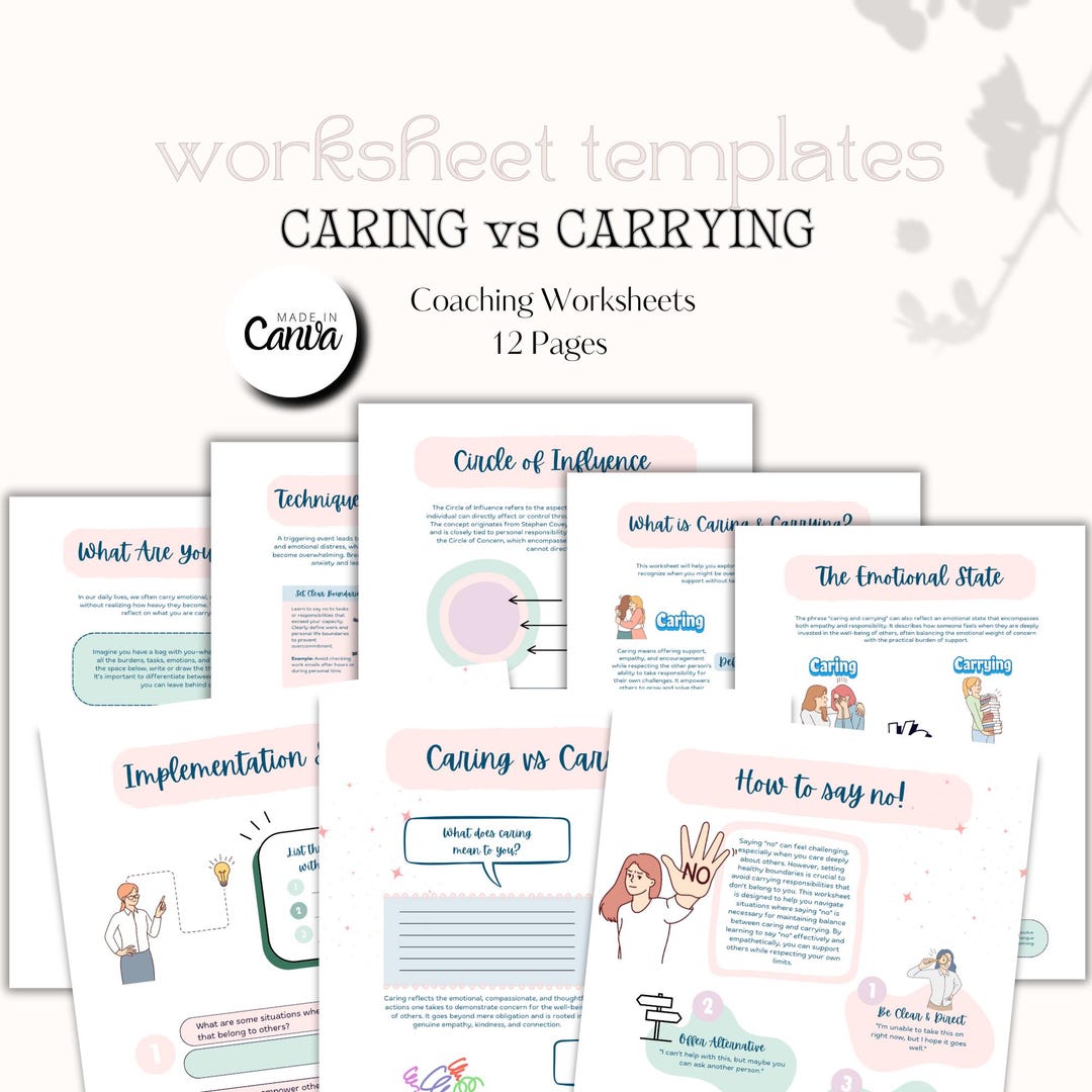 Caring Vs Carrying, Healthy Boundaries Setting Worksheets, Therapy ...
