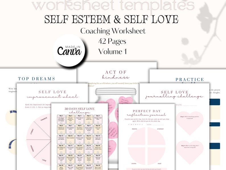 Self Esteem Worksheets, Self Love Worksheet, Confidence Workbook ...