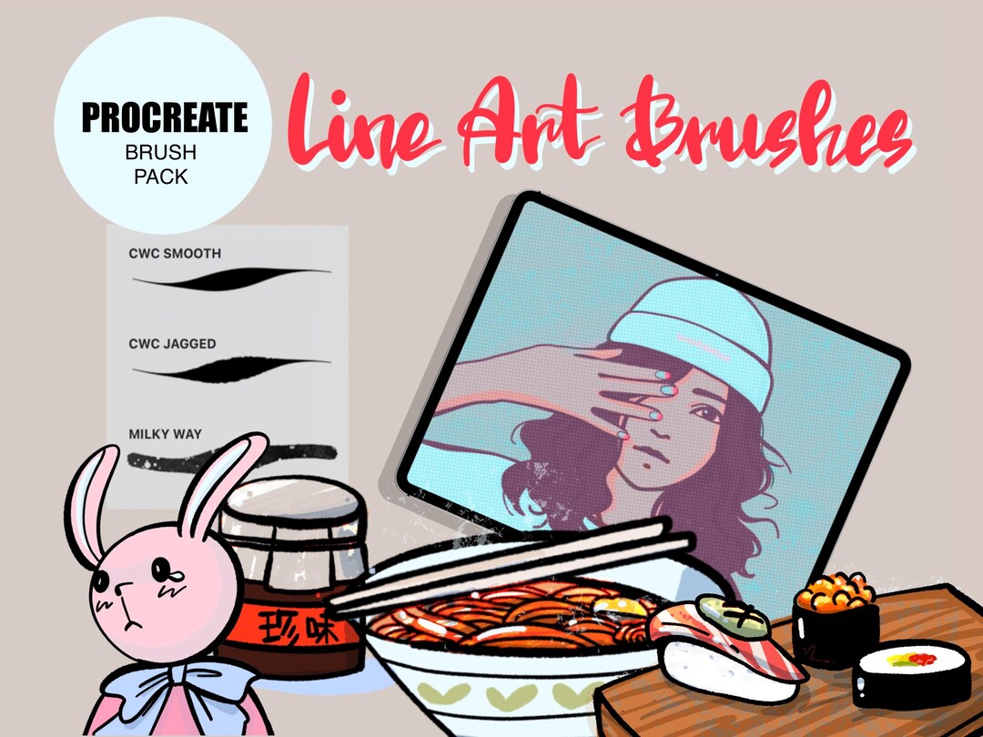 Procreate Line Art Brush | Pressure-sensitive for Calligraphy, Doodling ...