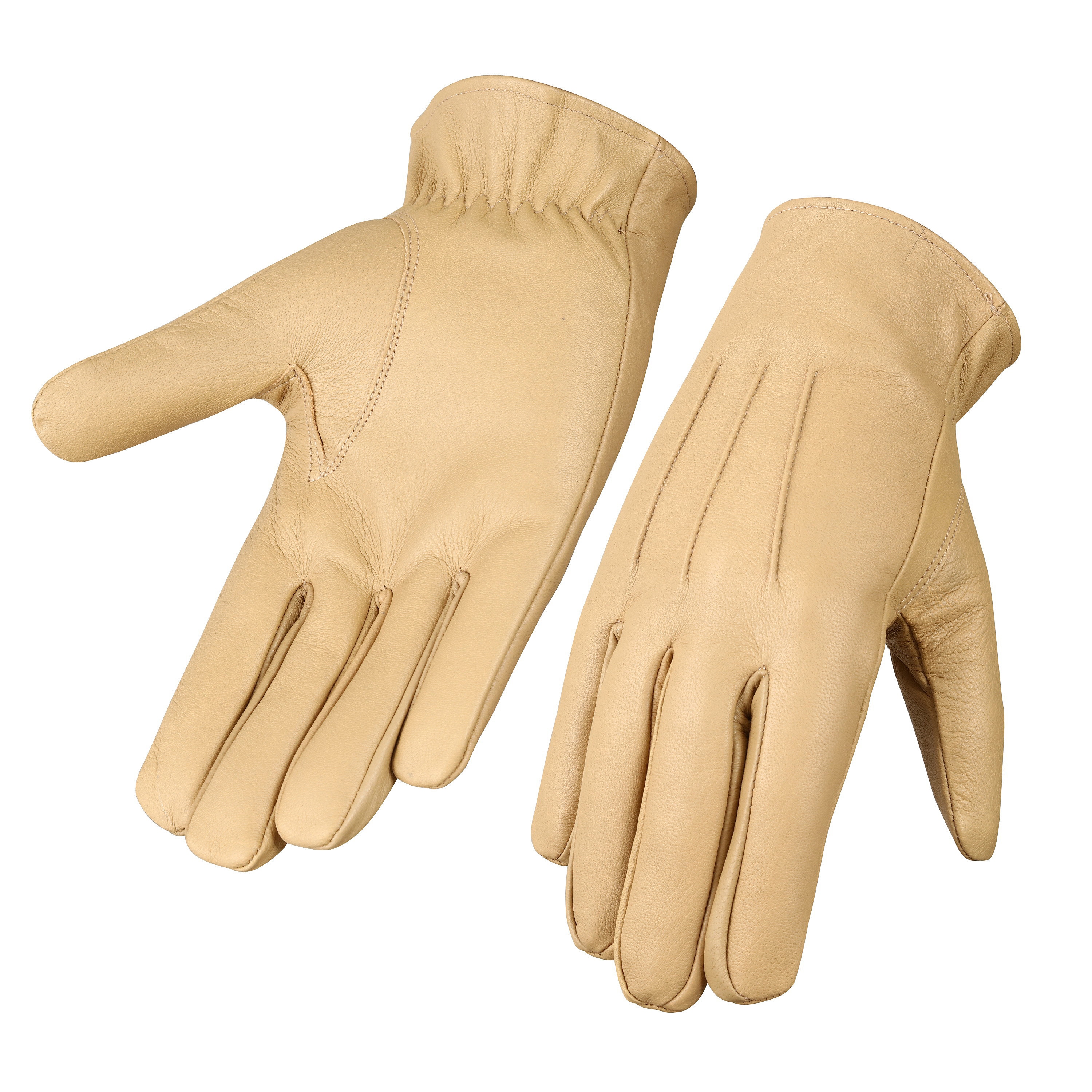 WASPRO - Beige Leather Gloves, Leather Driving Gloves, Genuine Lambskin ...