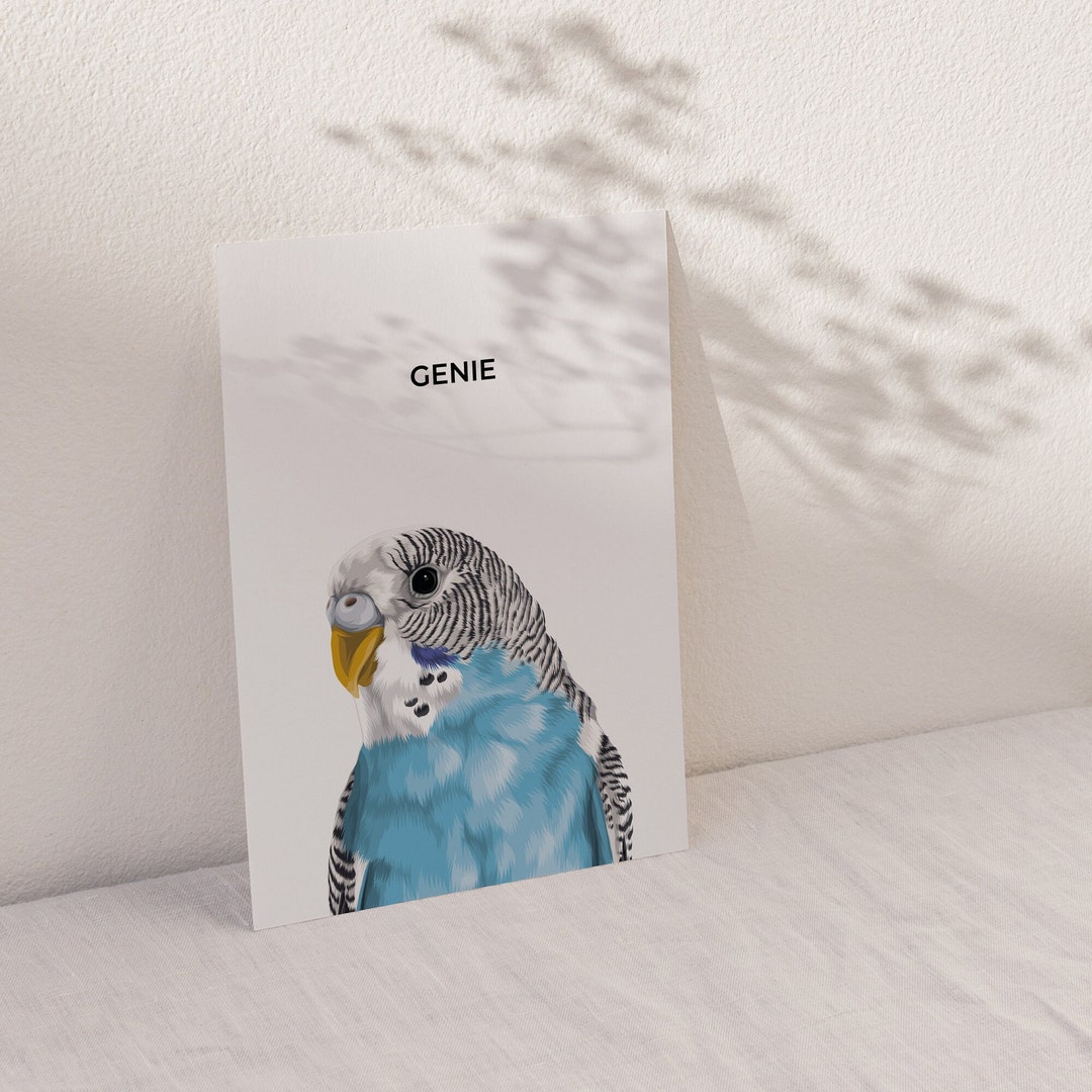 Custom Pet Portrait physical Print Half Body Dog Cat Bird Hand ...