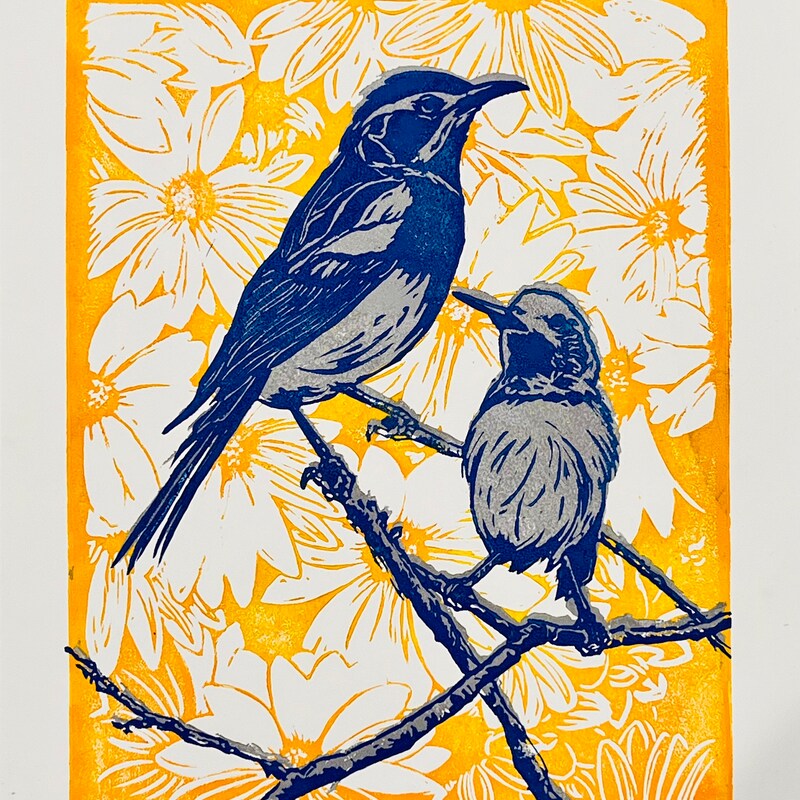 Bird Linocut - Etsy