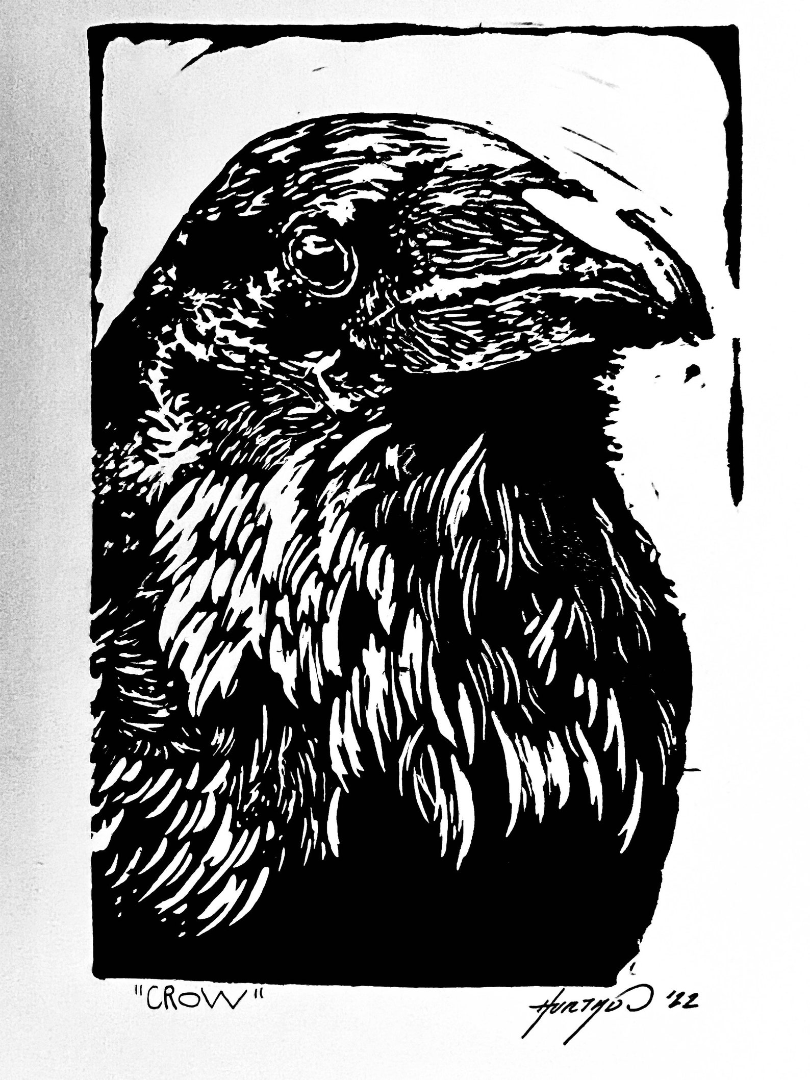 Crow Original Artwork Linocut Print - Etsy