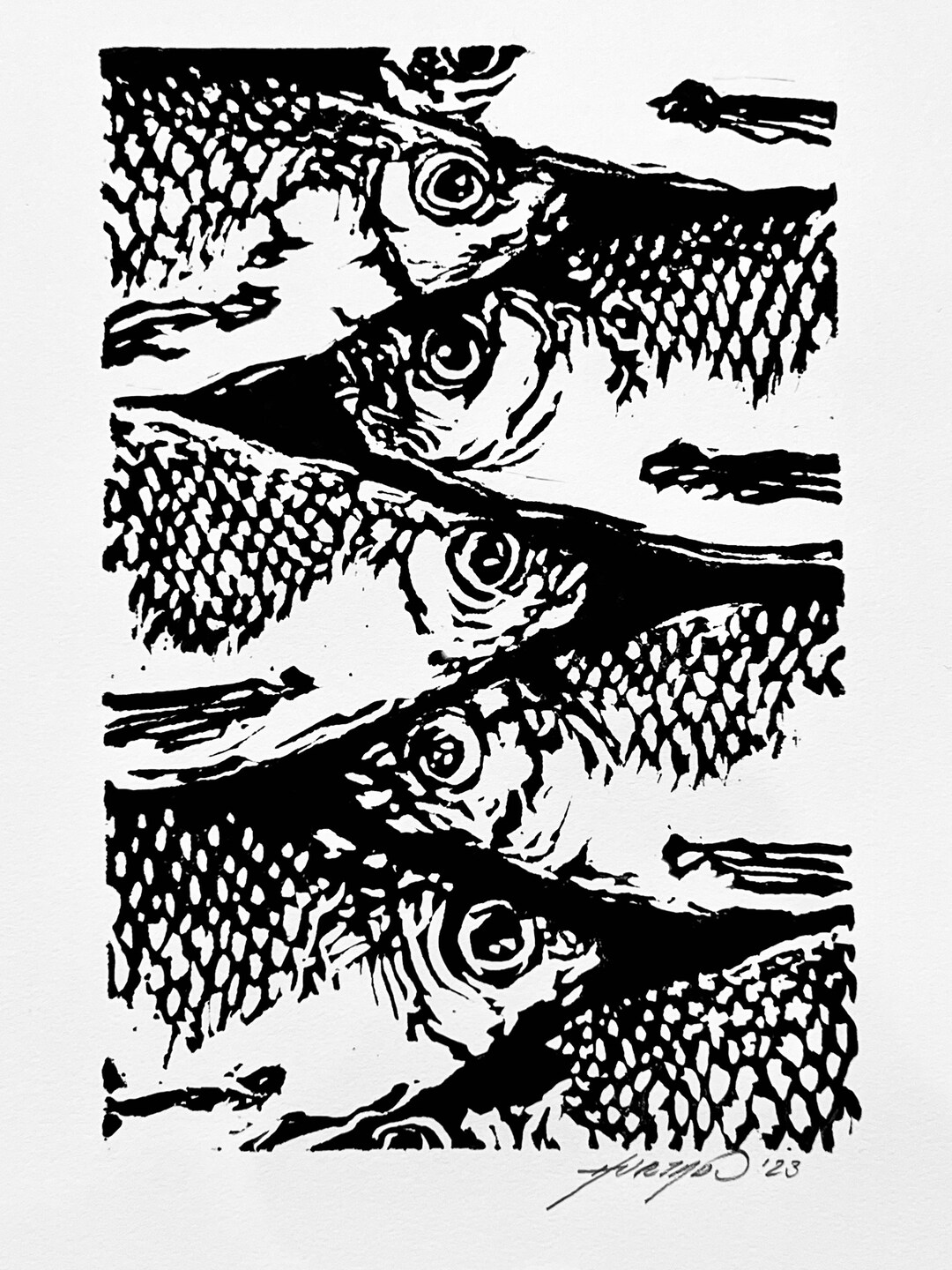 Fish - Original Artwork Linocut Print - Etsy