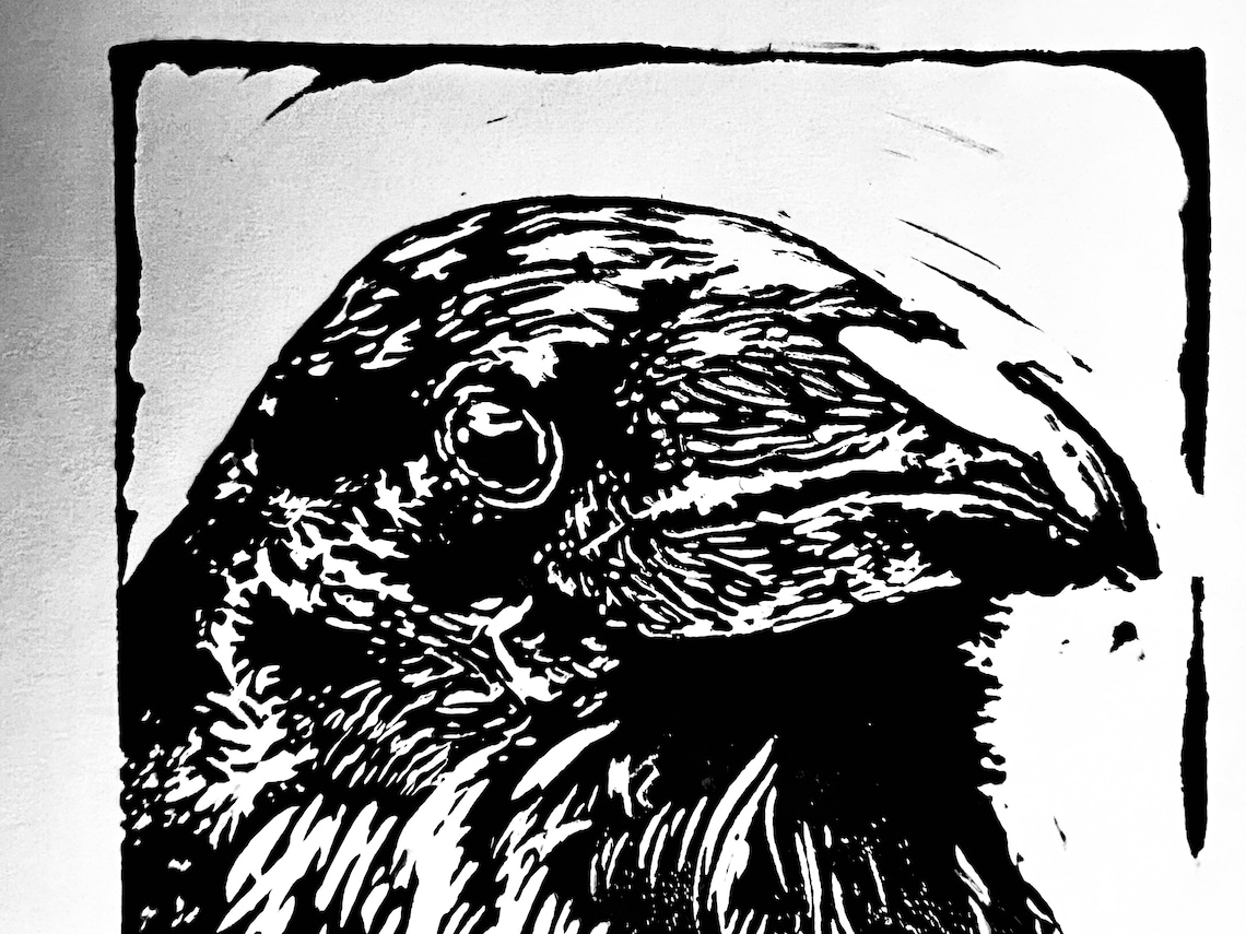 Crow Original Artwork Linocut Print - Etsy