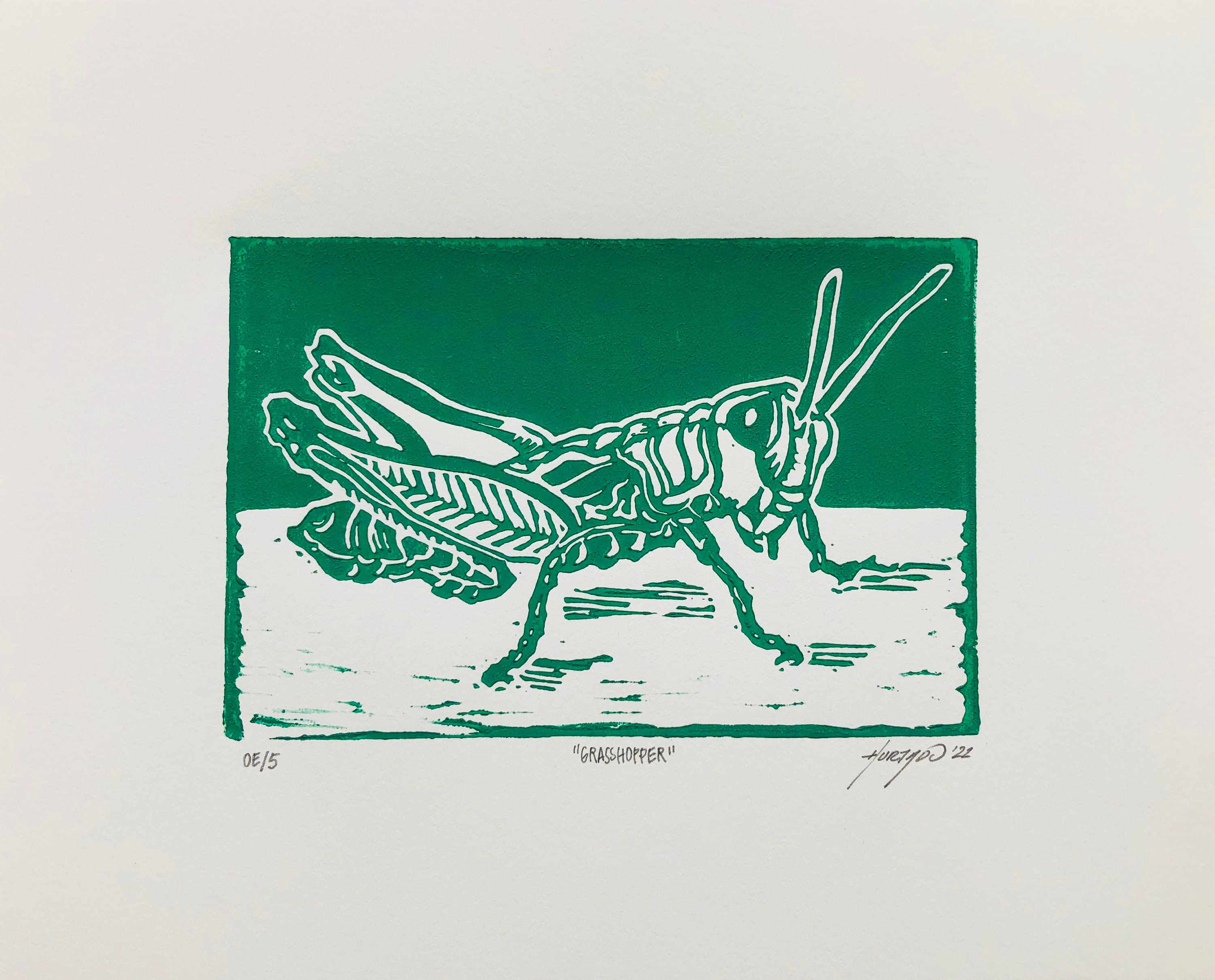 Grasshopper - Original Artwork Linocut Print - Etsy