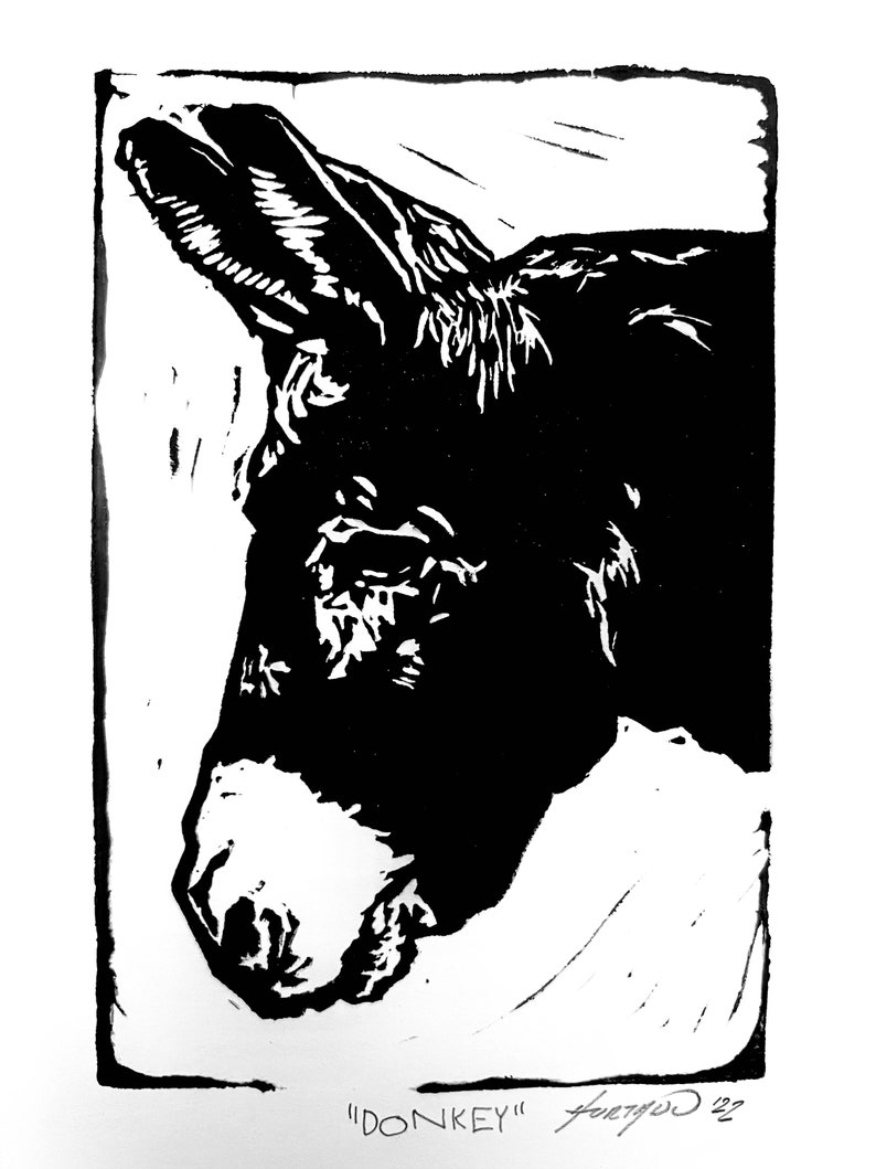 Donkey - Original Artwork Linocut Print - Etsy