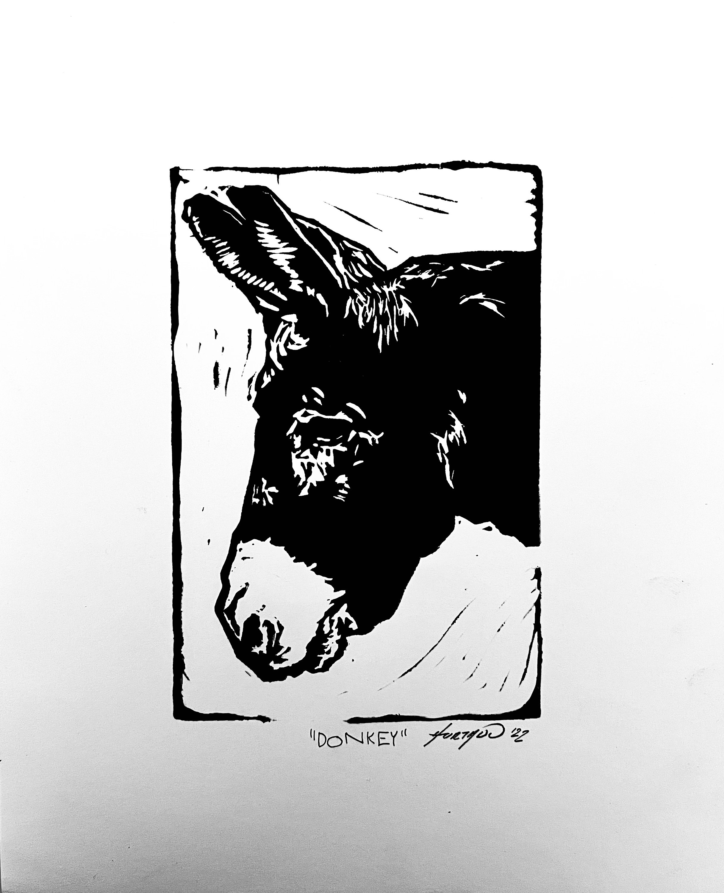 Donkey - Original Artwork Linocut Print - Etsy